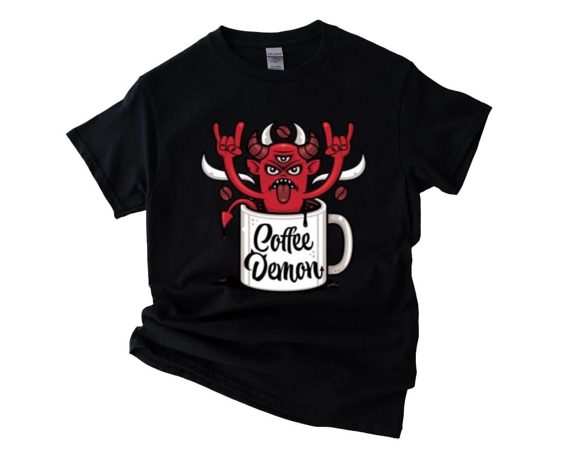 Coffee Demon Funny Dark Humor Caffeine Addiction Meme T-Shirt , Hoodie ...