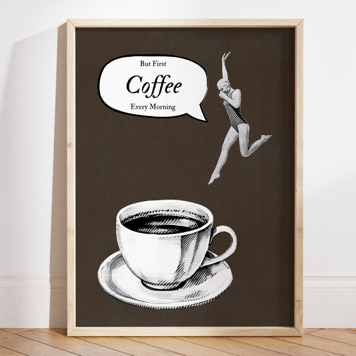 Coffee Diver Poster Print, But First Coffee Poster, Coffee Lover Gift ...