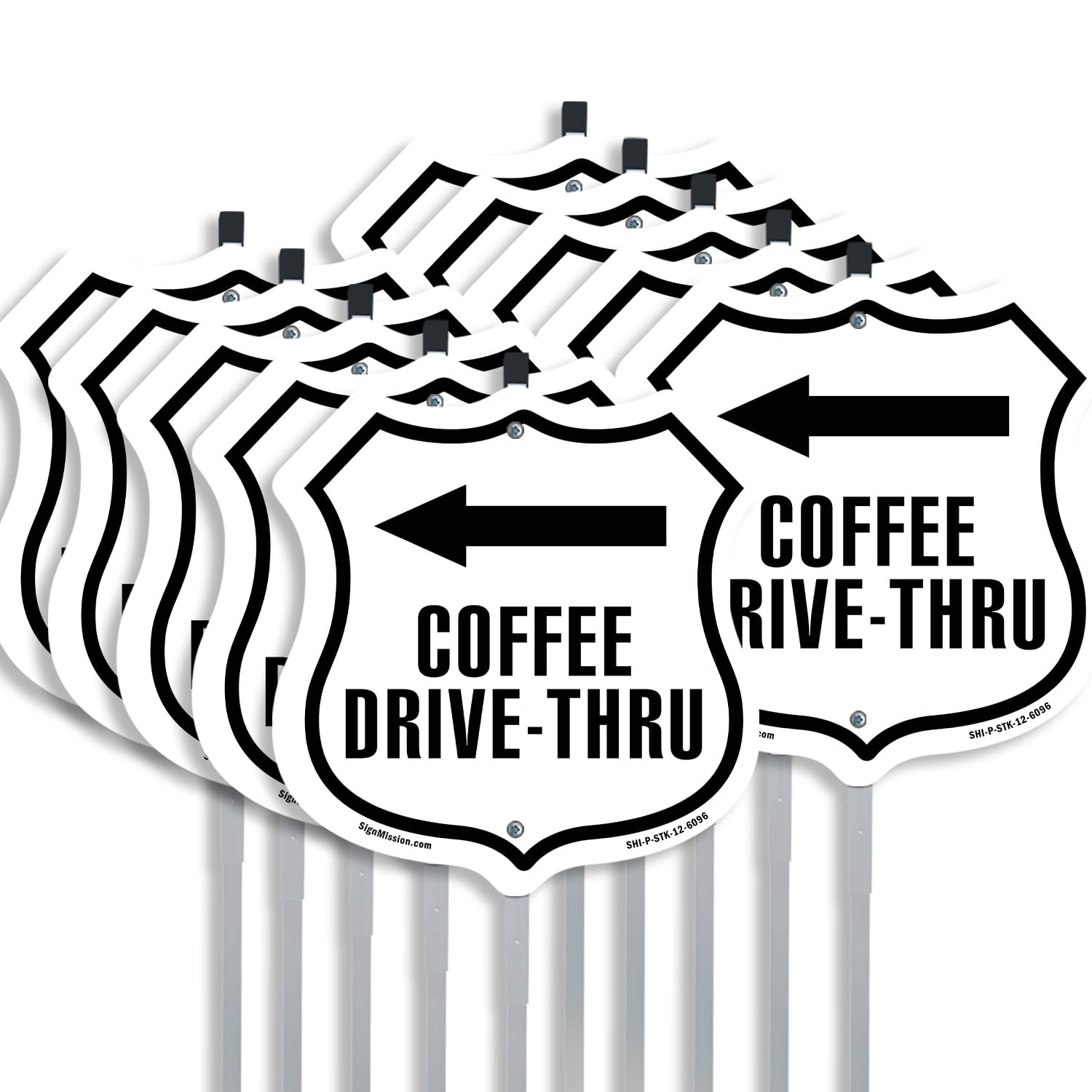 Coffee Drive-Thru Left (10 Pack) 12 inch X 12 inch Shield Shaped Rust ...