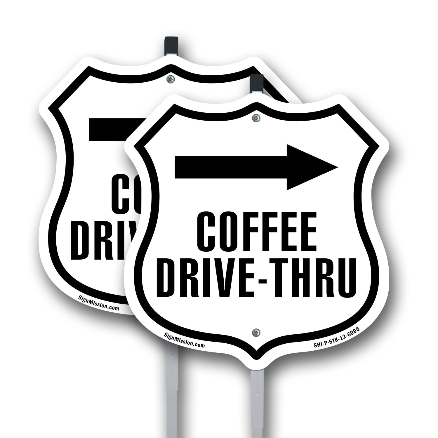 Coffee Drive-Thru Right (2 Pack) 12 inch X 12 inch Shield Shaped ...