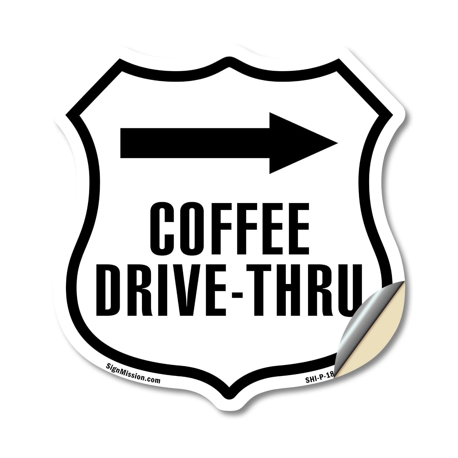 Coffee Drive-Thru Right (2 Pack) 6 inch X 6 inch Shield Shaped Heavy ...