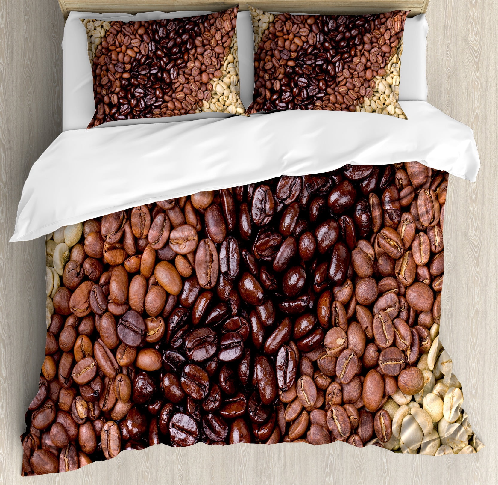 Coffee Duvet Cover Set, Drink Items Arranged as Diagonal Stripe with ...