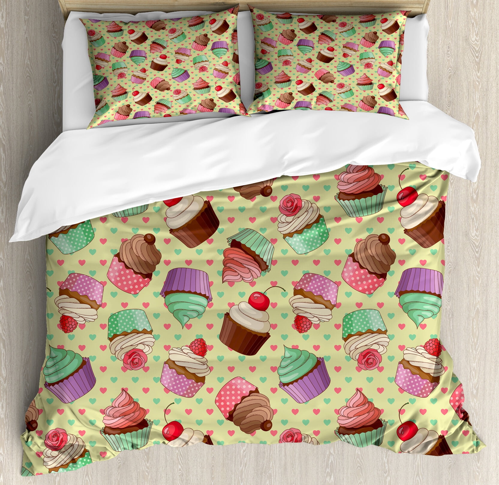 Coffee Duvet Cover Set, Coffee Shop Bakery Inspired Tasty Cupcake ...