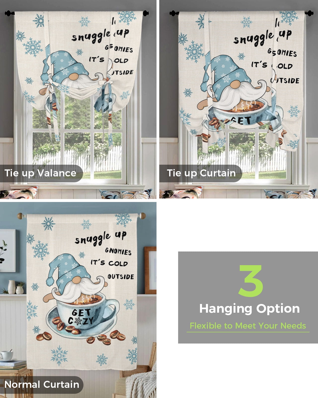 Coffee Dwarf Coffee Beans Curtains for Living Room Bedroom Modern Tie ...