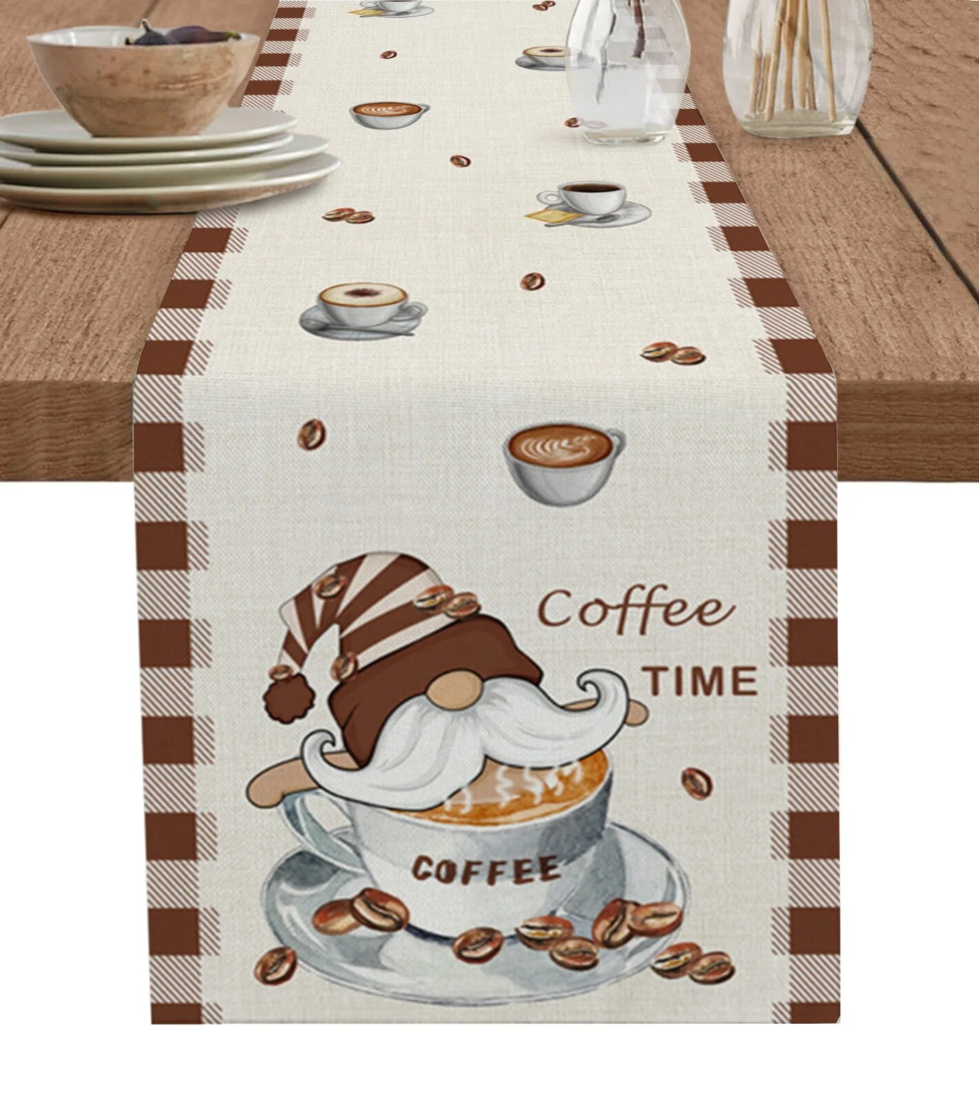 Coffee Dwarf Coffee Beans Linen Table Runner Kitchen Table ration ...