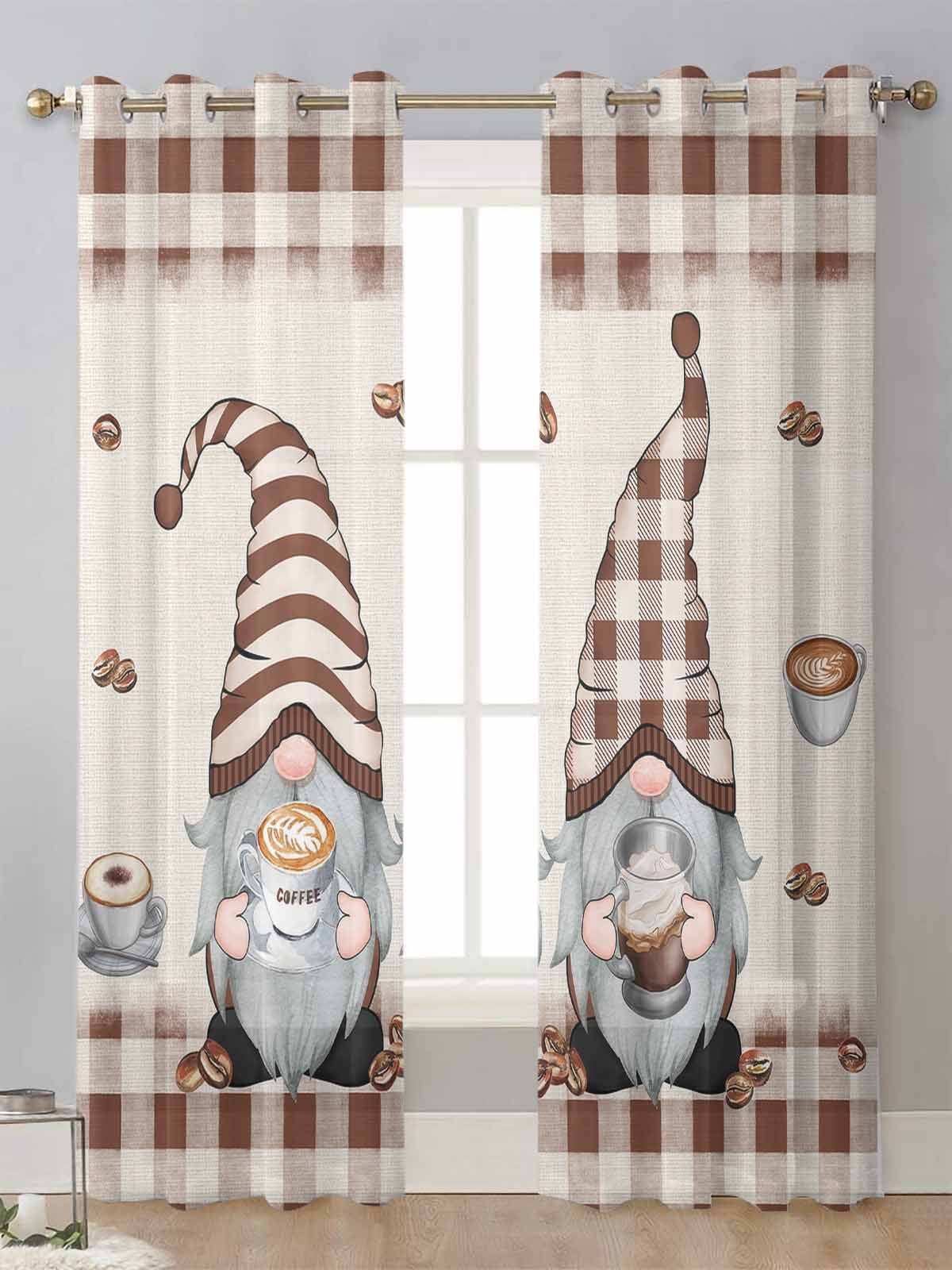 Coffee Dwarf Coffee Beans Sheer Curtains For Living Room Window ...
