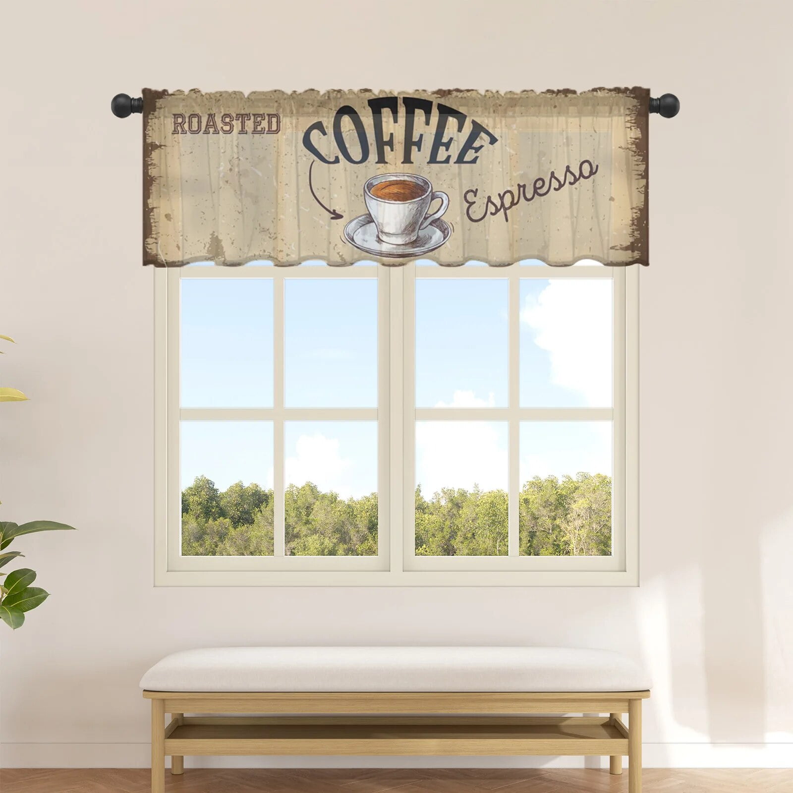 Coffee Dwarf Coffee Beans Short Curtain Half-Curtain for Kitchen Door ...