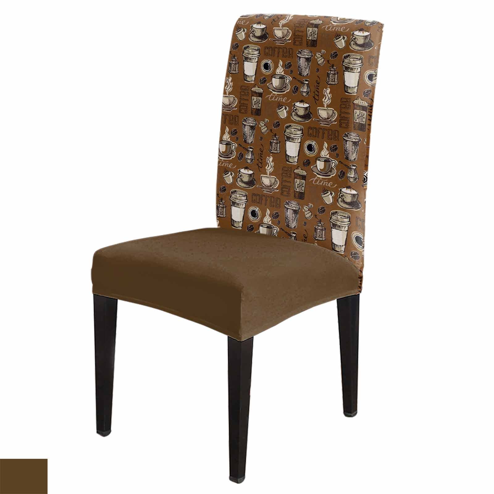 Coffee Dwarf Coffee Beans Stretch Chair Cover 6pcs Hotel Dining Room ...
