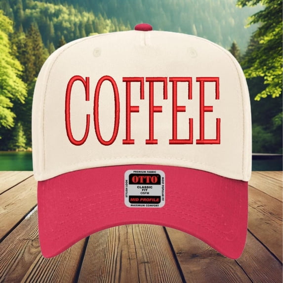 Coffee Embroidered Retro Baseball Cap Two Tone Mid Profile Structured ...