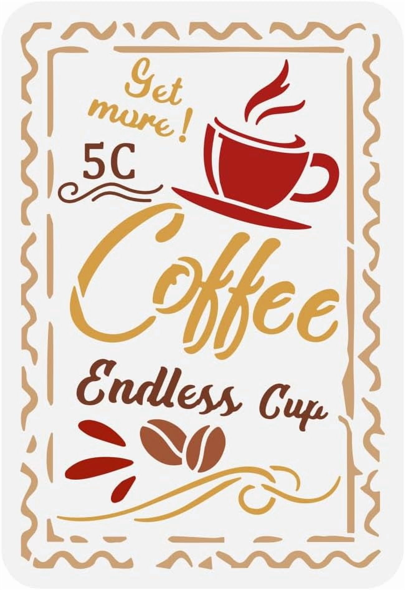 Coffee Endless Cup Painting Stencil 8.3x11.7inch Large Coffee Bean ...