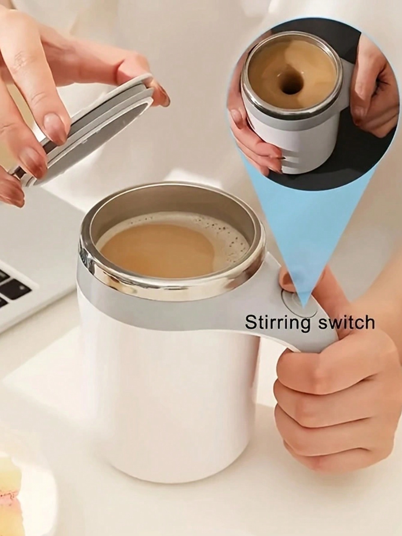 Coffee Enthusiasts ] 1/2 Mixing Coffee Cup, Reusable Rotating Mixing ...