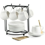 Coffee Espresso Cups with Saucers Set, Ceramic Small Coffee Cups with ...