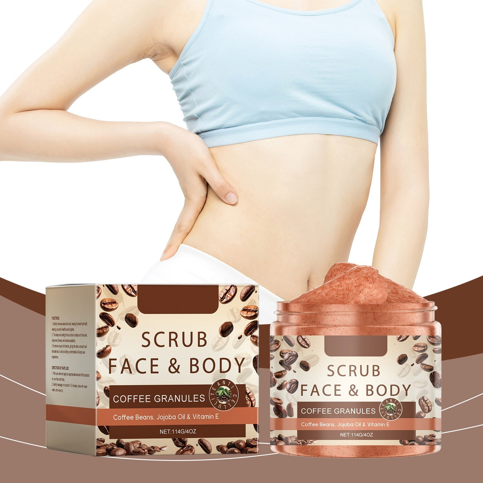 Coffee Exfoliating Scrub Gel - 114g, Long-Lasting Moisturizing Body Scrub, Improves Rough ...