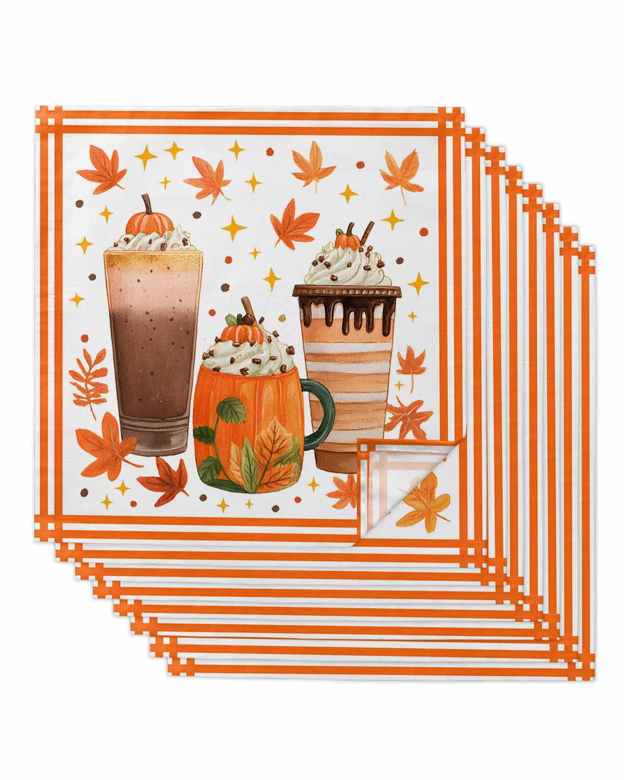 Coffee Fall Cloth Napkins Set of 8 Reusable Dinner Napkins, Autumn ...