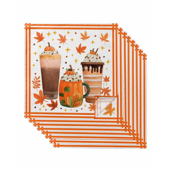 Coffee Fall Cloth Napkins Set of 8 Reusable Dinner Napkins, Autumn ...