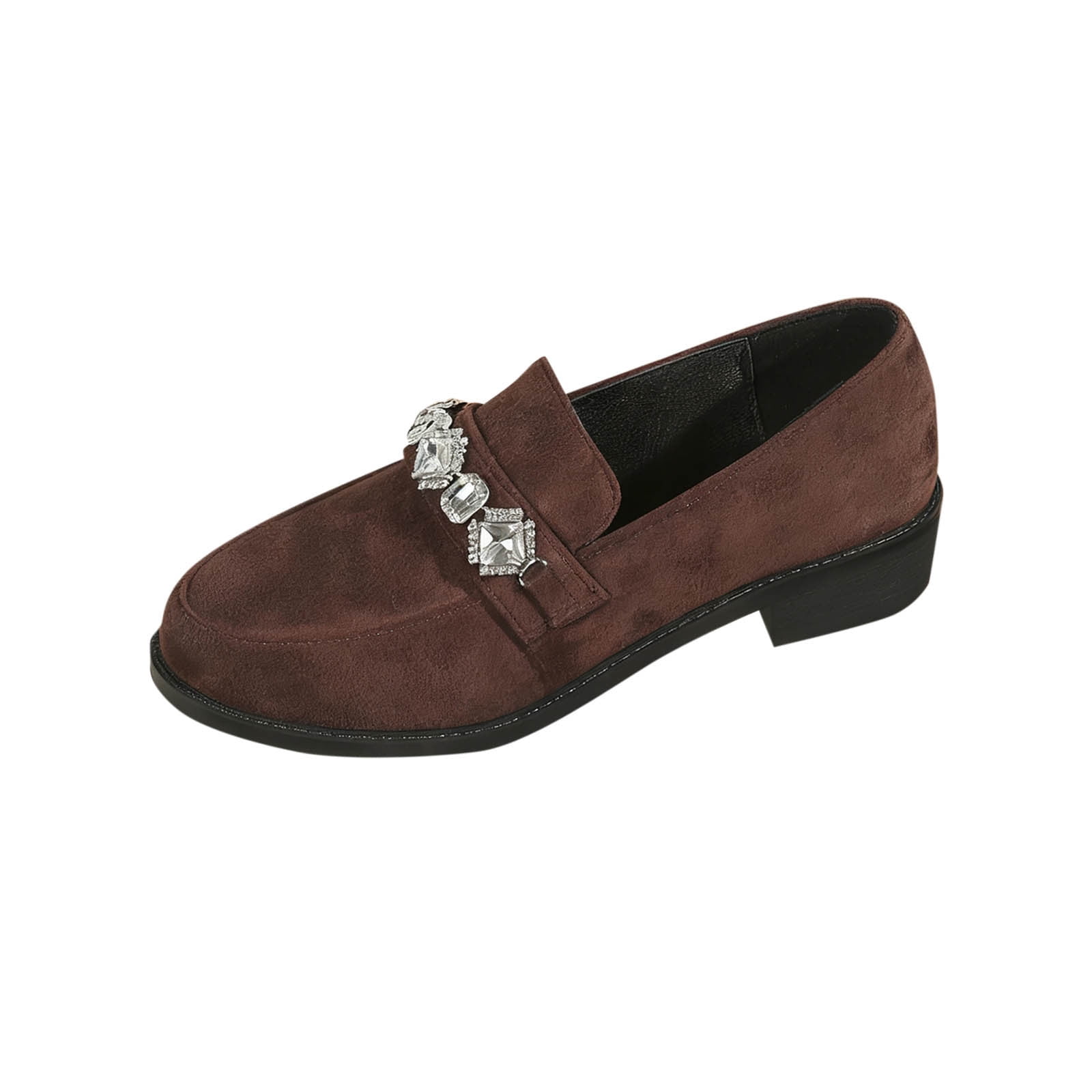 Coffee Feminine Fashion Loafers With Circular Toe Tie-Up Style Flat ...