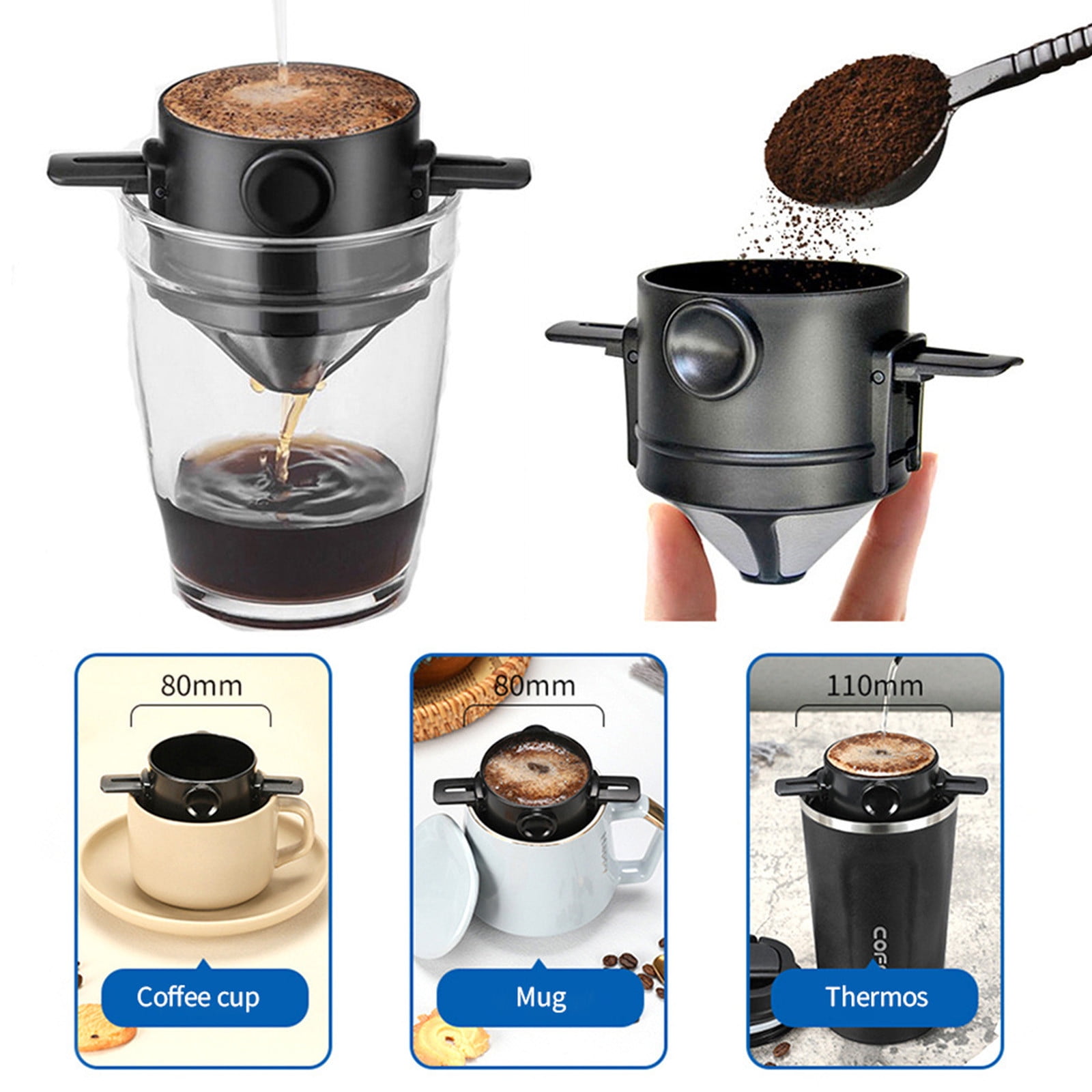 Coffee Filter,Hand Brewed Coffee Cup,Double-Layer Screen,Portable ...