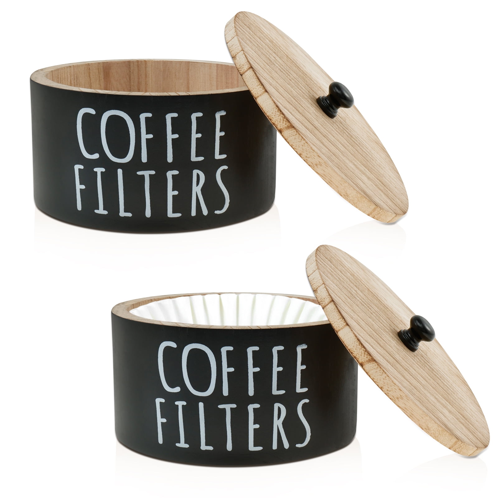 Coffee Filter Holder Wooden Coffee Filter Storage Container with Lid ...