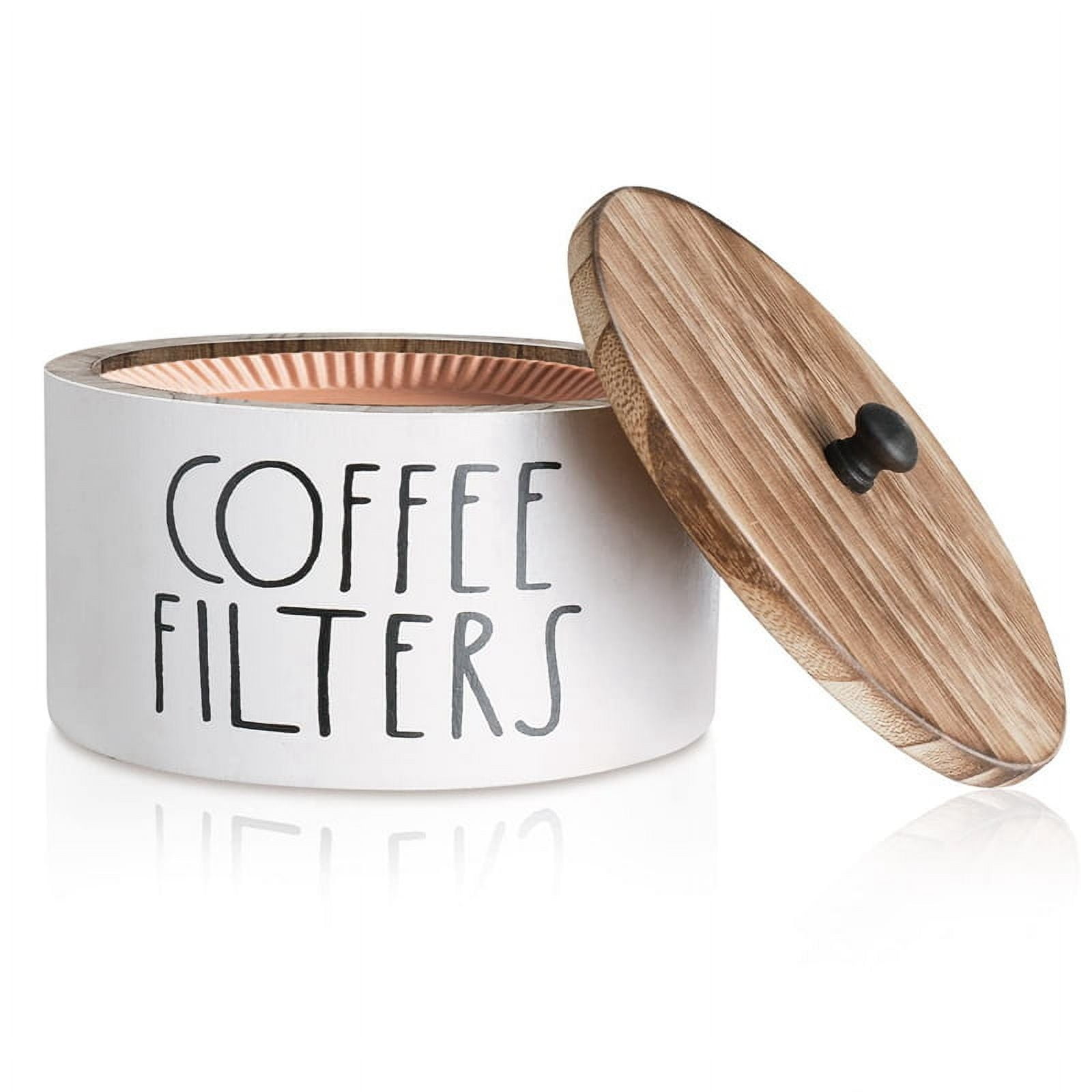 Coffee Filter Holder Wooden Container Storage with Lid Rustic Dispenser Basket - Walmart.com