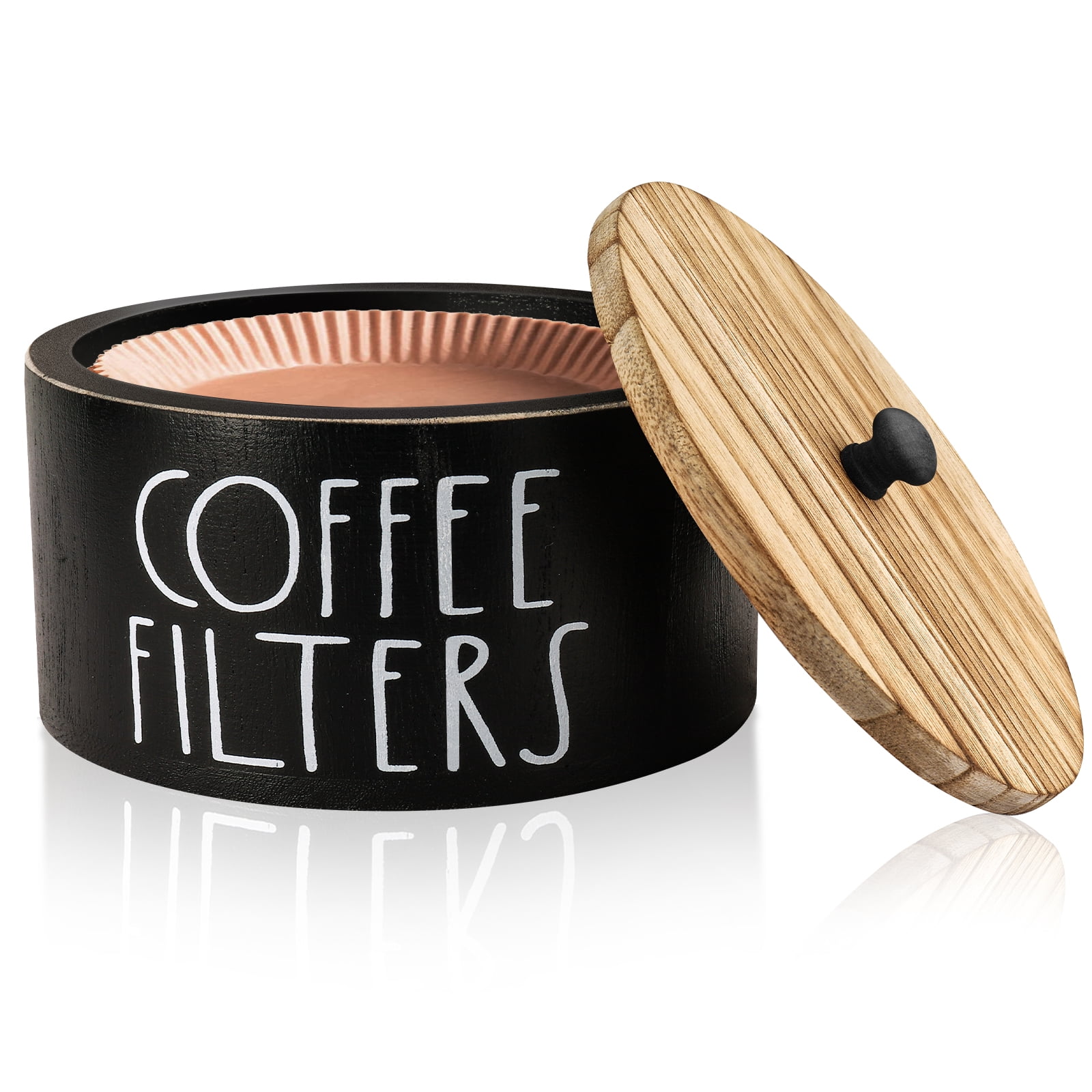 Coffee Filter Holder, Wooden Coffee Filter Storage Container Coffee ...