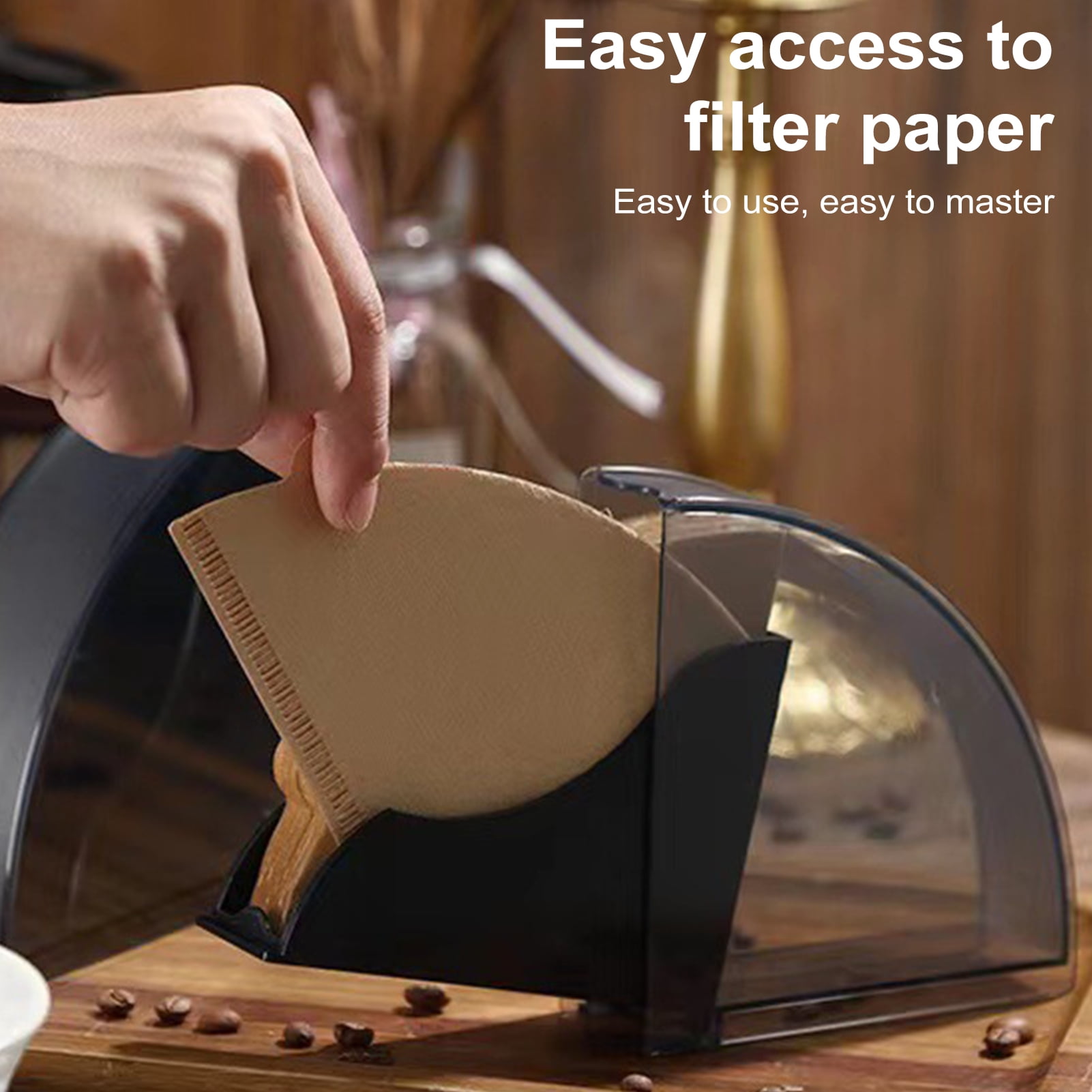 Coffee Filter Paper Storage Box with Dustproof Cover Acrylic Filter ...