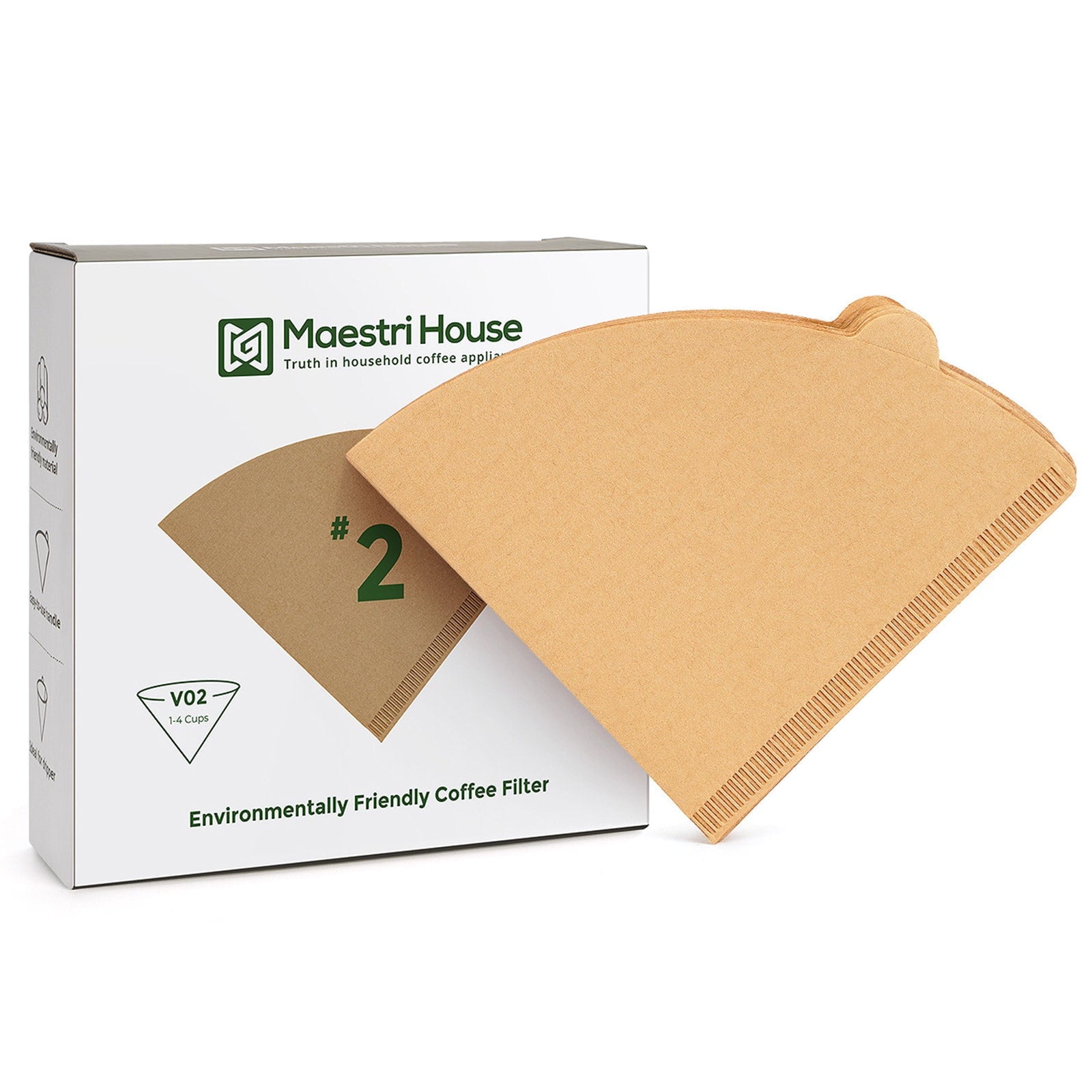 Maestri House Coffee Filters, Unbleached Natural Brown Paper, 1-4 Cup ...