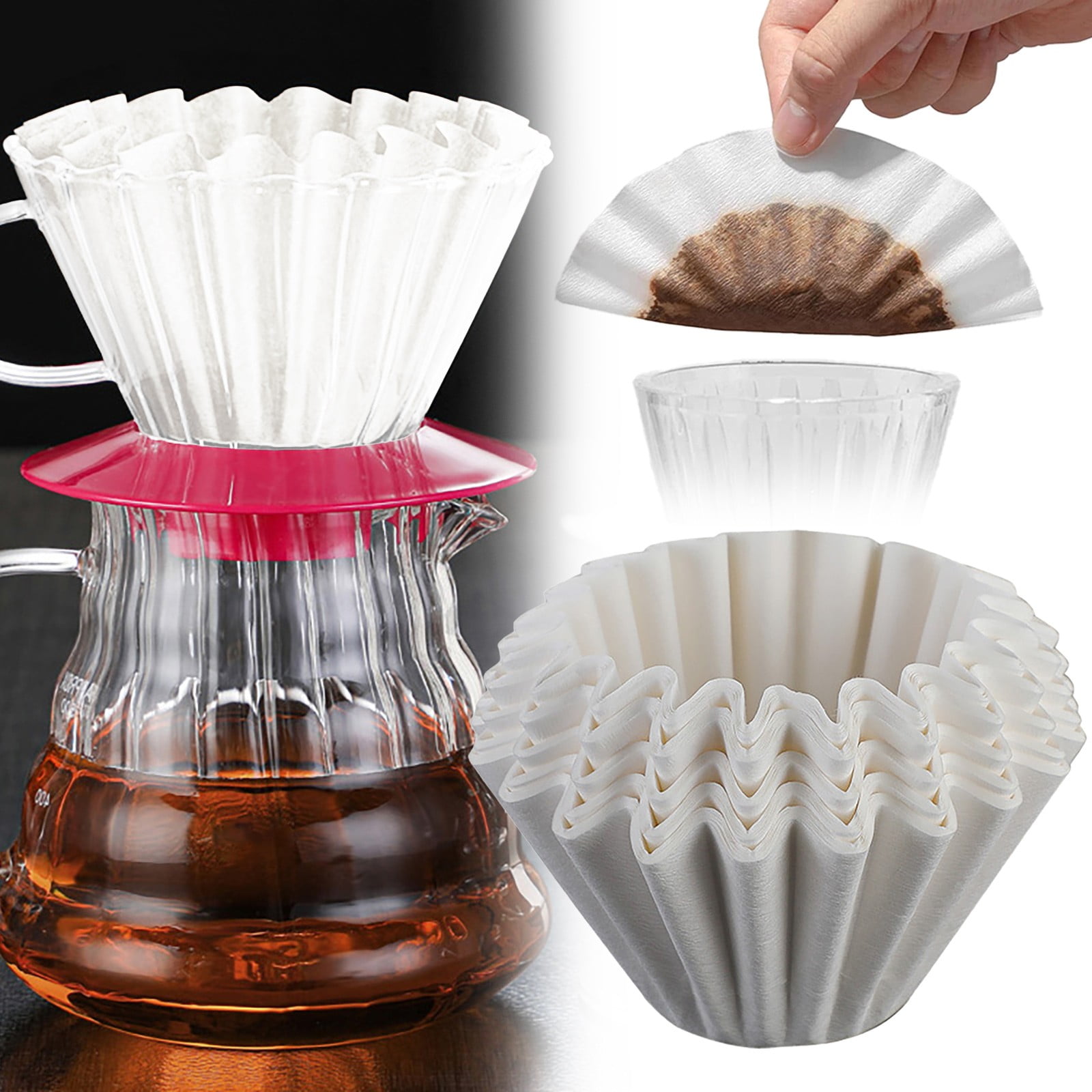 Coffee Filters 14 Cup, 50 Count Premium Basket Coffee Filters, White ...