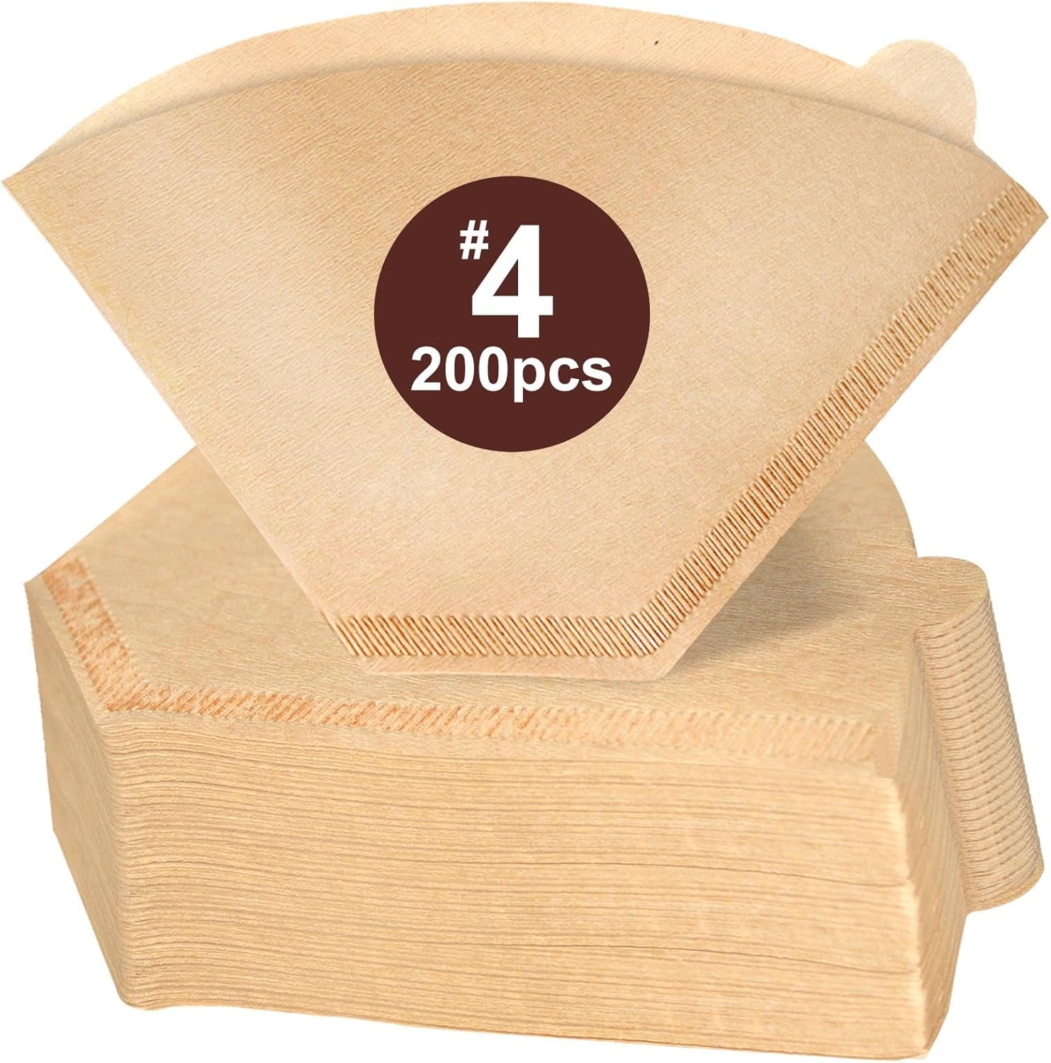 Coffee Filters #4, 200 Count Cone Paper Filter 8-12 Cup, Unbleached ...