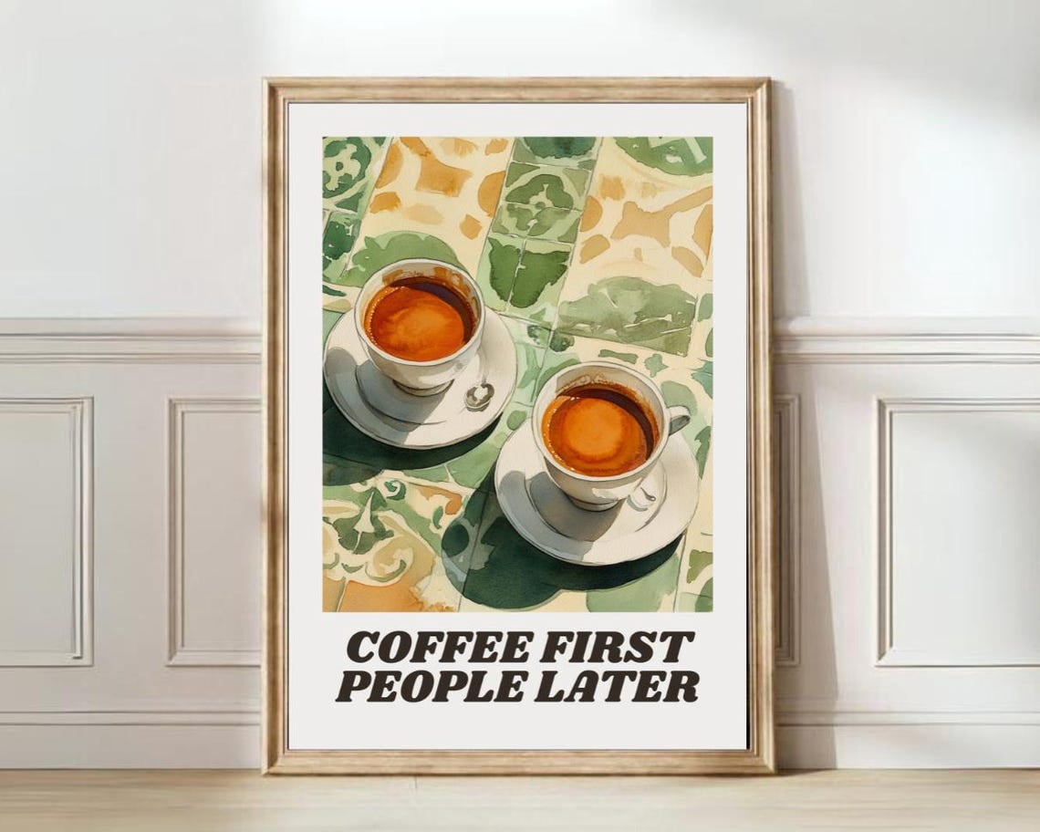 Coffee First Print Retro Coffee Print Coffee Cart Print Coffee Bar ...