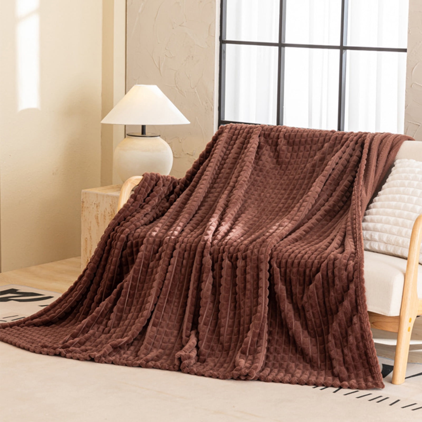 Coffee Flannel Jacquard Bamboo Nap Blanket, Professional Household ...