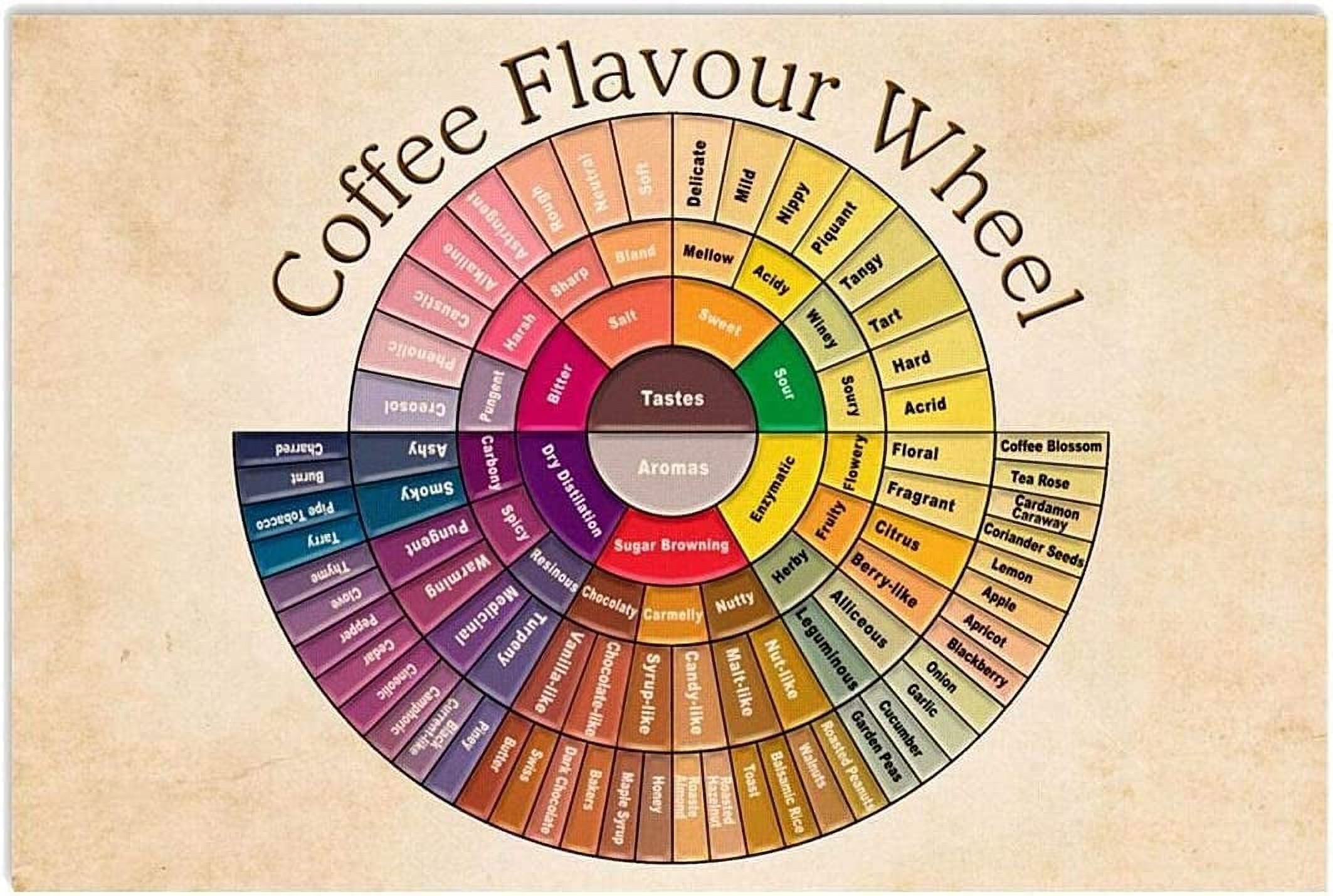 Coffee Flavor Wheel Metal Signs Wall Decor Barista Knowledge Retro ...