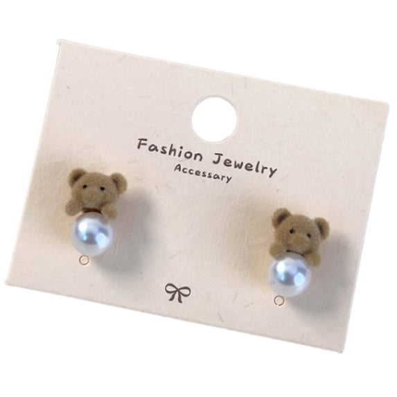 Coffee Flocking Bear Earrings Comfortable Ear Studs Student Fashion ...