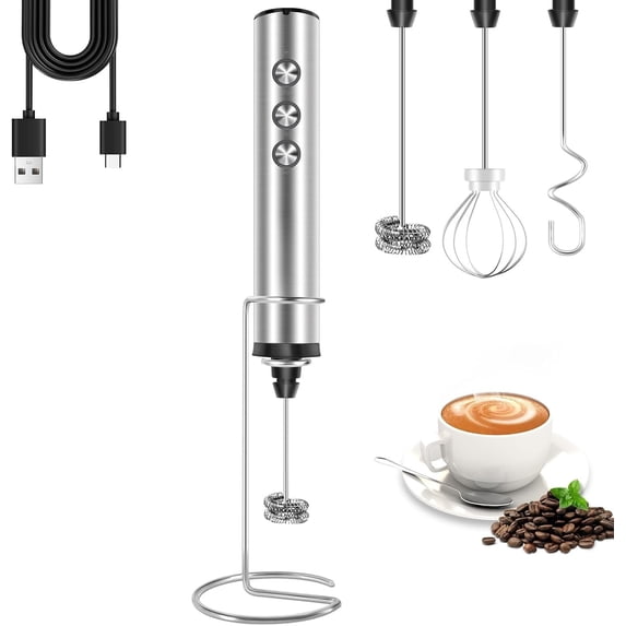 Coffee Frother With Stand, Handheld Frother Wand for Coffee with 3 ...