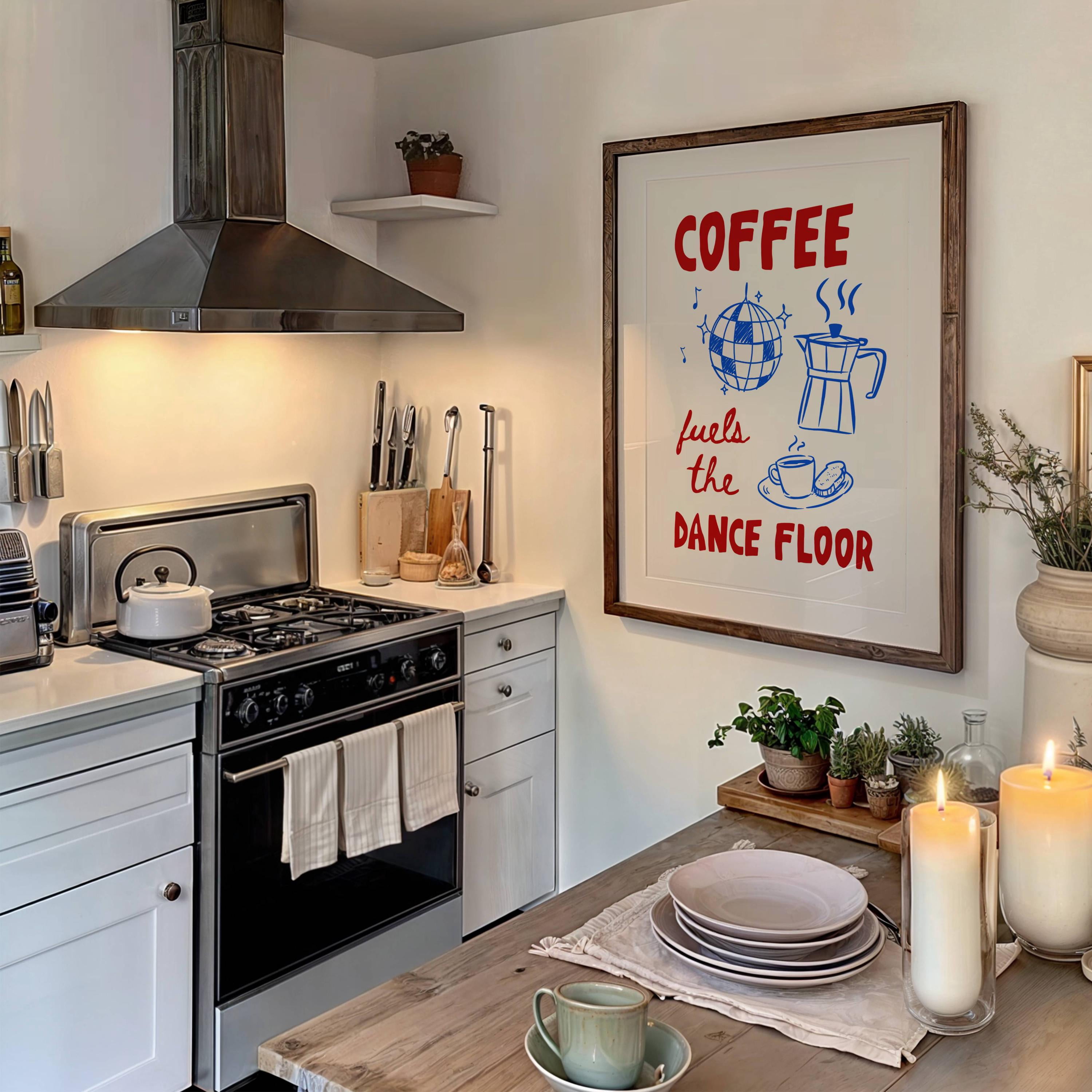 Coffee Fuels The Dance Floor Retro Poster Espresso Kitchen Poster ...