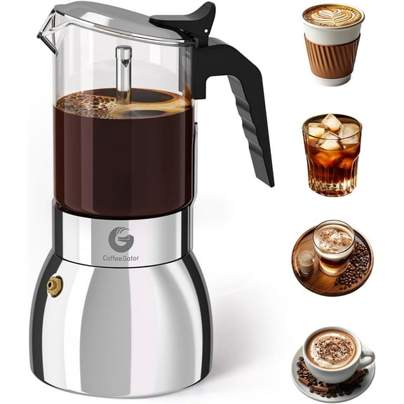 6-Cup Stainless Steel Stovetop Espresso Coffee Maker - Walmart.com