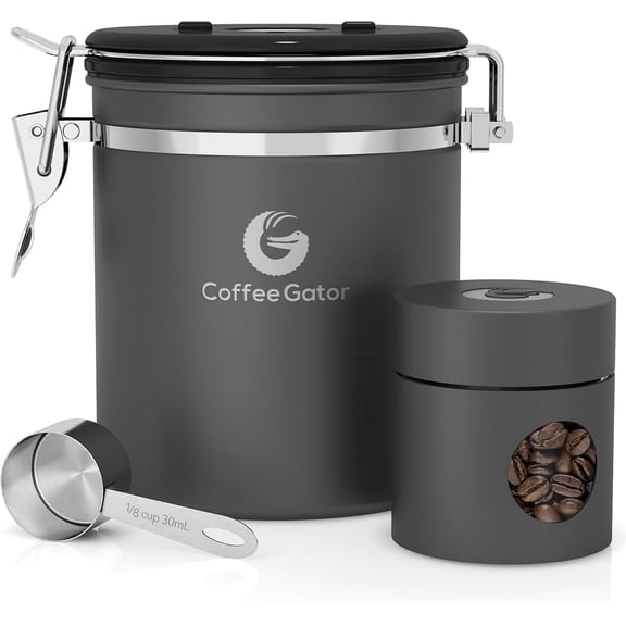 Airtight Stainless Steel Coffee Canister with Date Dial, 1.8L Kitchen ...