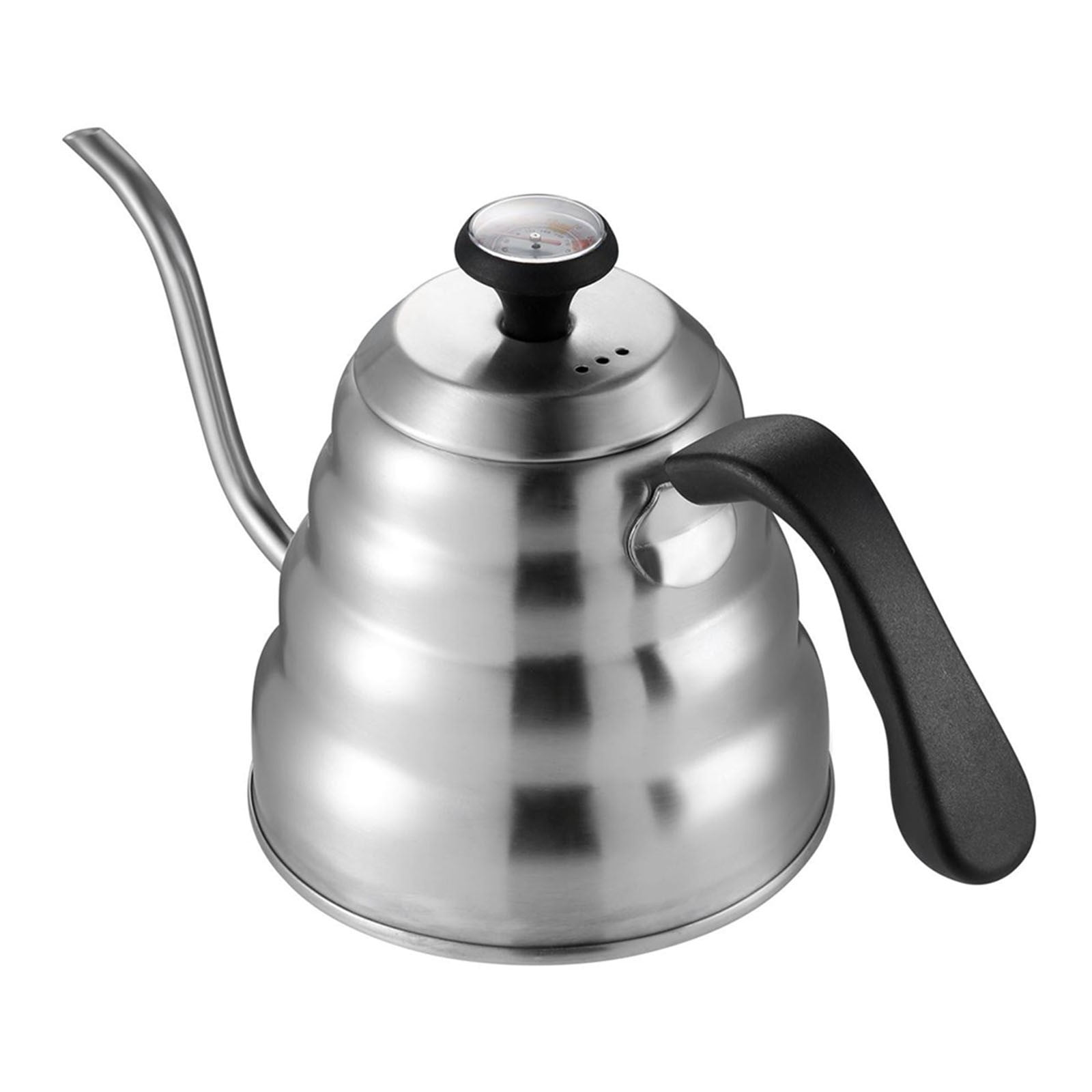 Coffee Gator Gooseneck Kettle with Thermometer, Silver 41 oz Stainless ...
