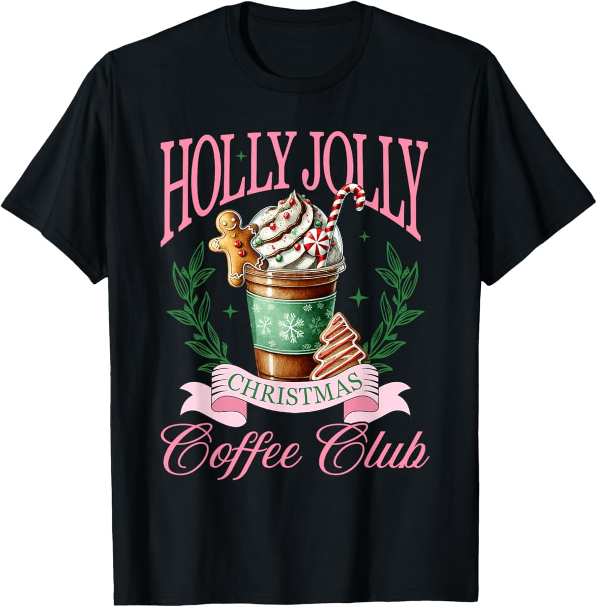 Coffee Gingerbread Pink Women Latte Cozy Winter T-Shirt - Walmart.com