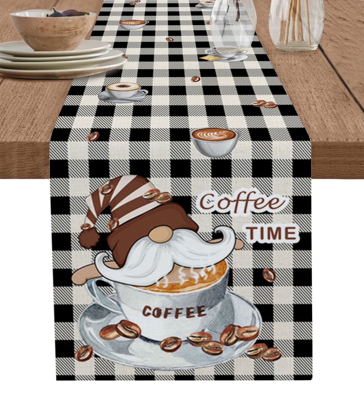 Coffee Gnome Snowflake Winter Table Runner Wedding Table r Tablecloth ...