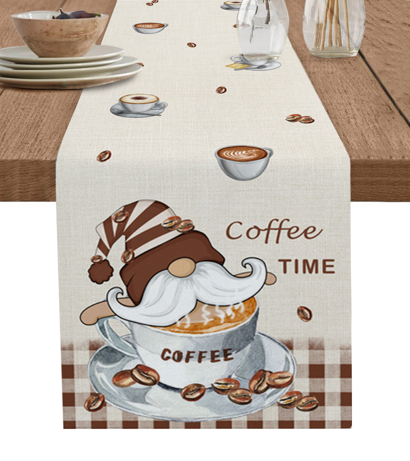 Coffee Gnome Snowflake Winter Table Runner Wedding Table r Tablecloth ...