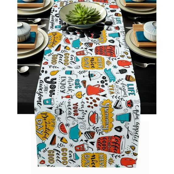 Coffee Gnome Snowflake Winter Table Runner Wedding Table r Tablecloth ...