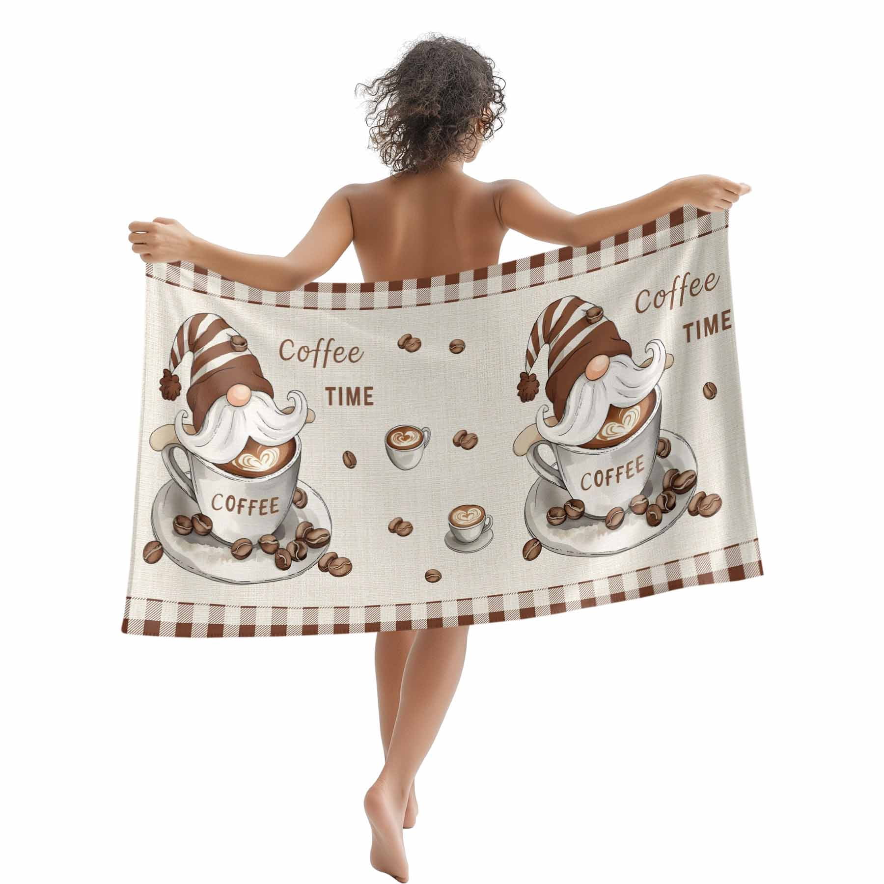 Coffee Gnomes Beach Towels Blanket Soft&Absorbent Quick Dry Microfiber ...