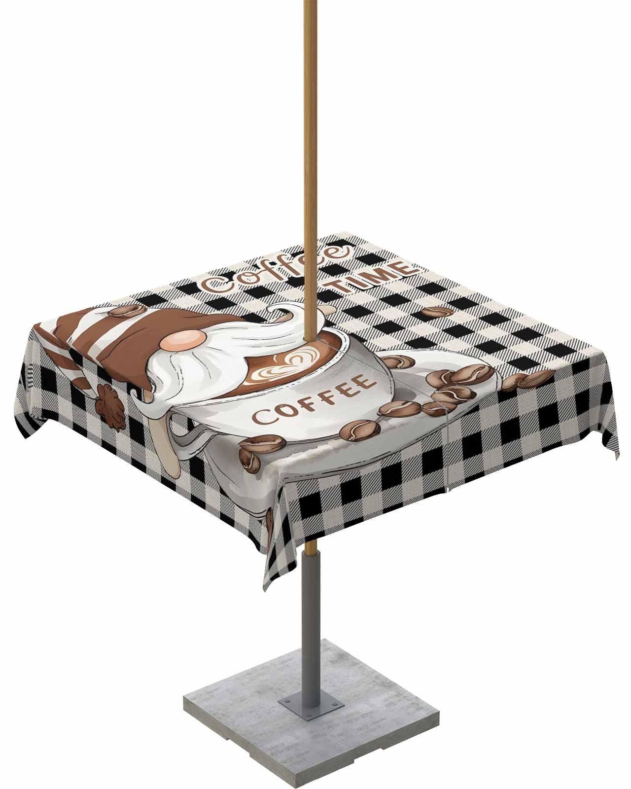 Coffee Gnomes Outdoor Square Tablecloth with Umbrella Hole 54x54 ...