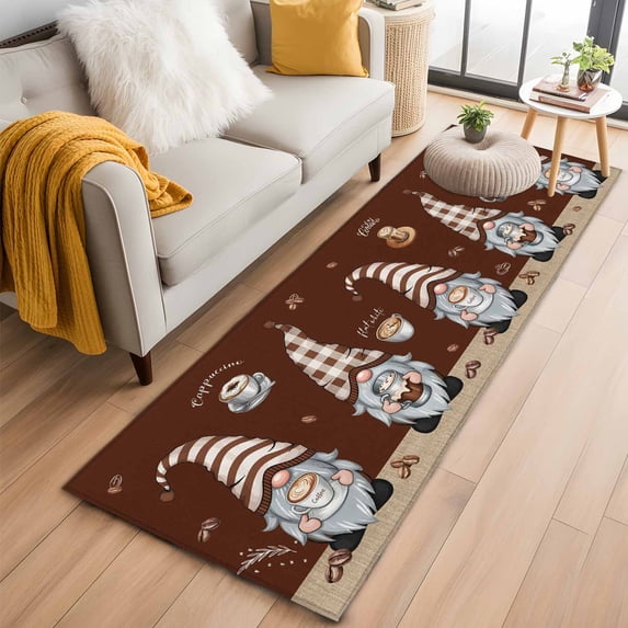 Coffee Gnomes Runner Rug 2x6 FT, Non Slip Hallway Rugs, Coffee Beans ...