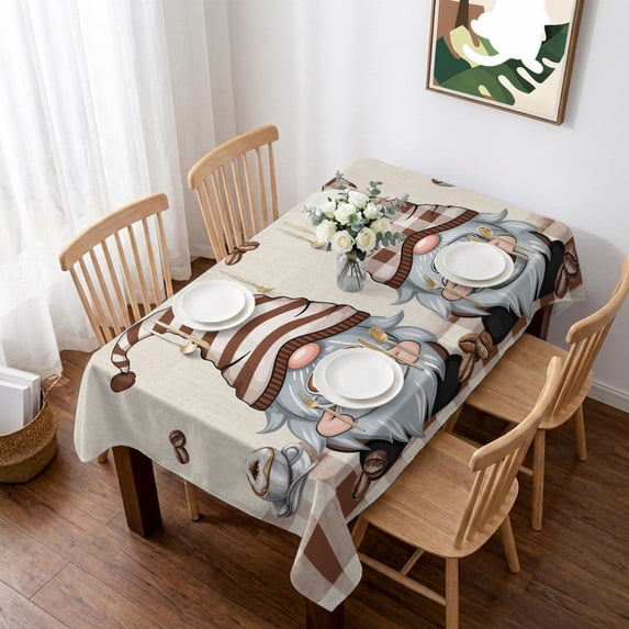 Coffee Gnomes Table Cloth Waterproof Tablecloths, Coffee Cups Beans ...