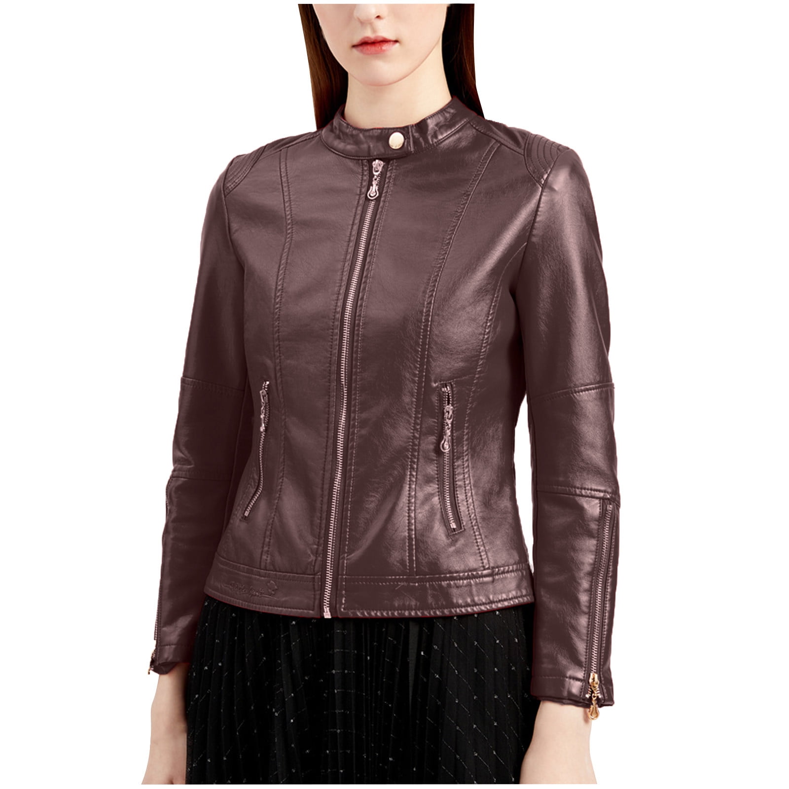 Coffee Going Out Zip Up Coats for Women Fall Winter Long Sleeve Faux ...