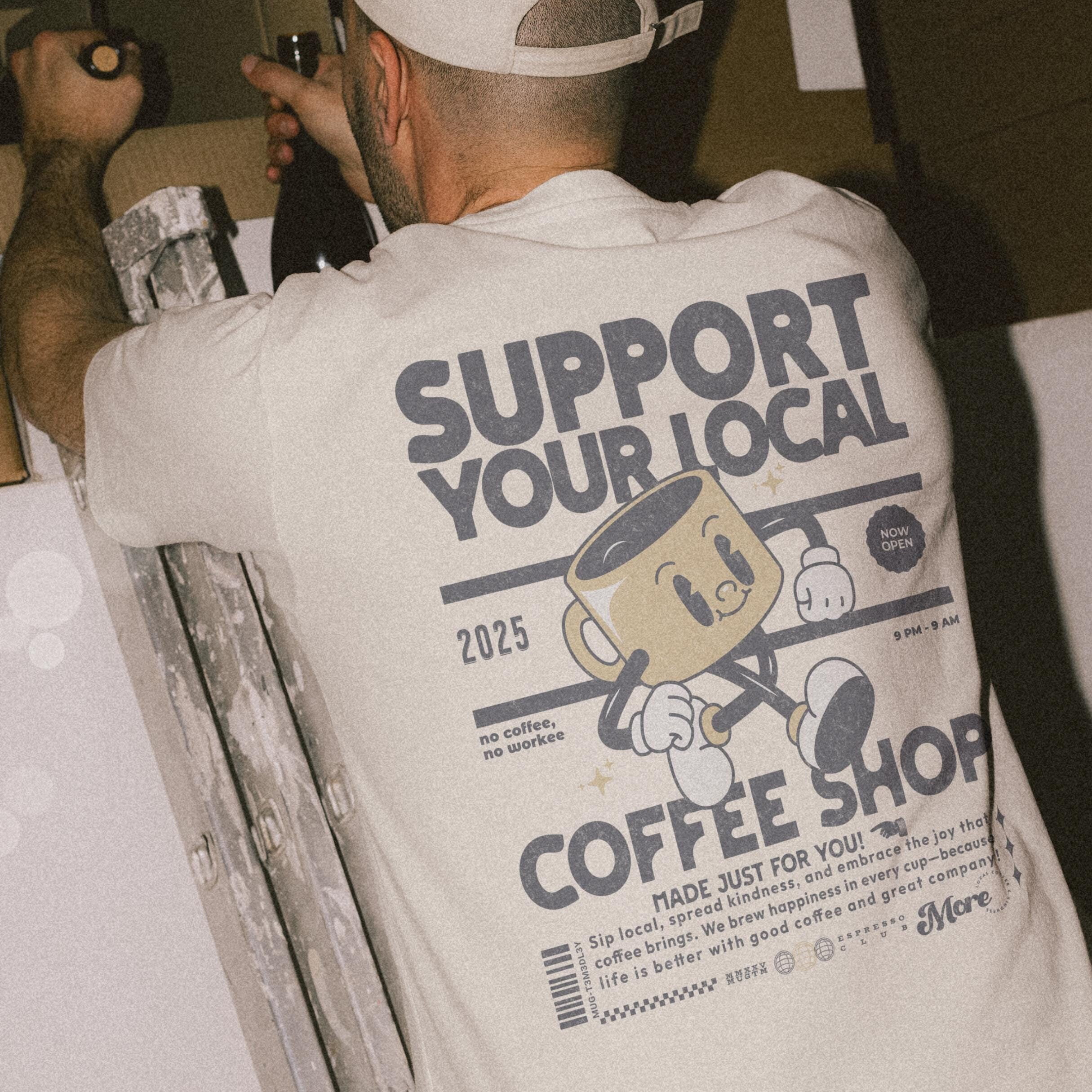Coffee Graphic Tee – Support Local Coffee T-Shirt, Barista Aesthetic ...
