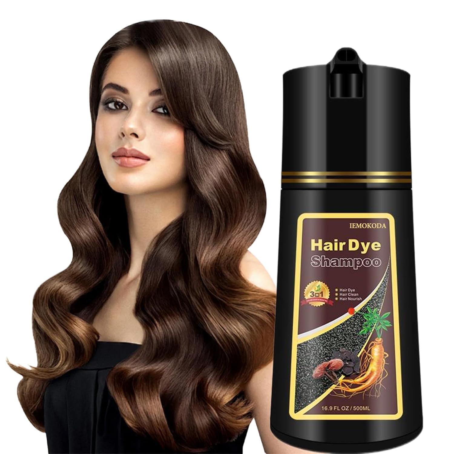 Coffee Hair Dye Shampoo 3-in-1, Magic Hair Color - 100% Gray Coverage ...