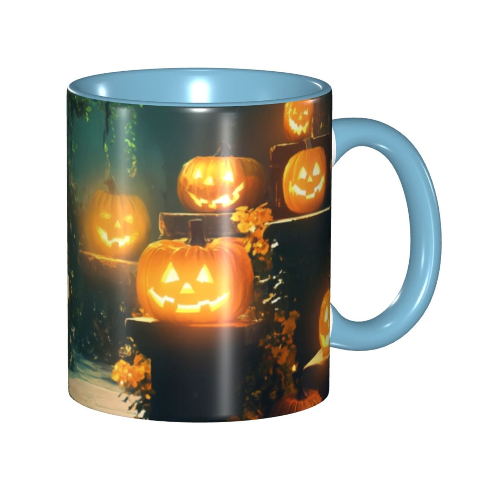 Coffee Halloween Cups with Handle Halloween Backyard Pumpkin Ceramic ...