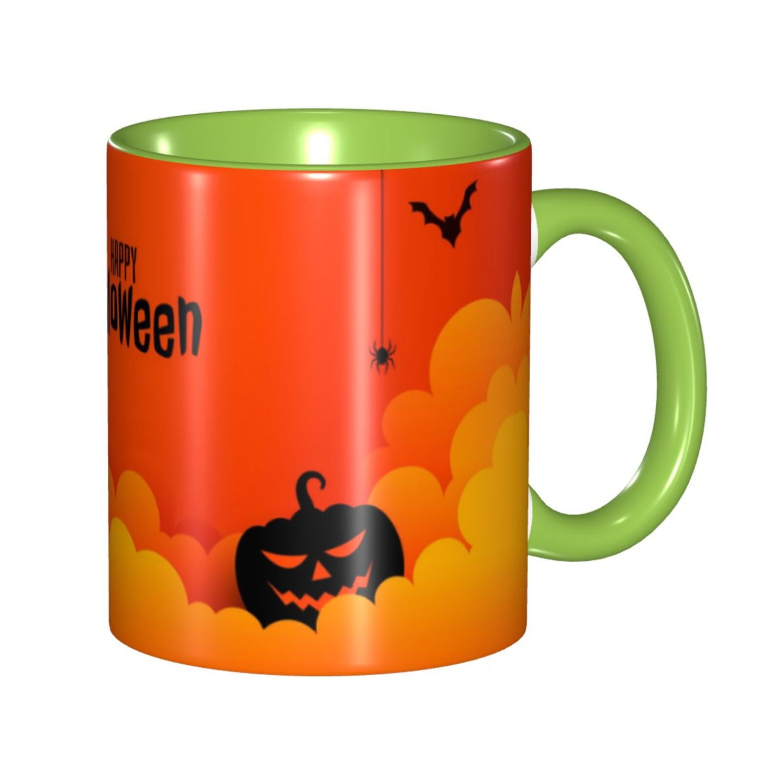 Coffee Halloween Cups with Handle Happy Halloween Bat Ceramic Halloween ...